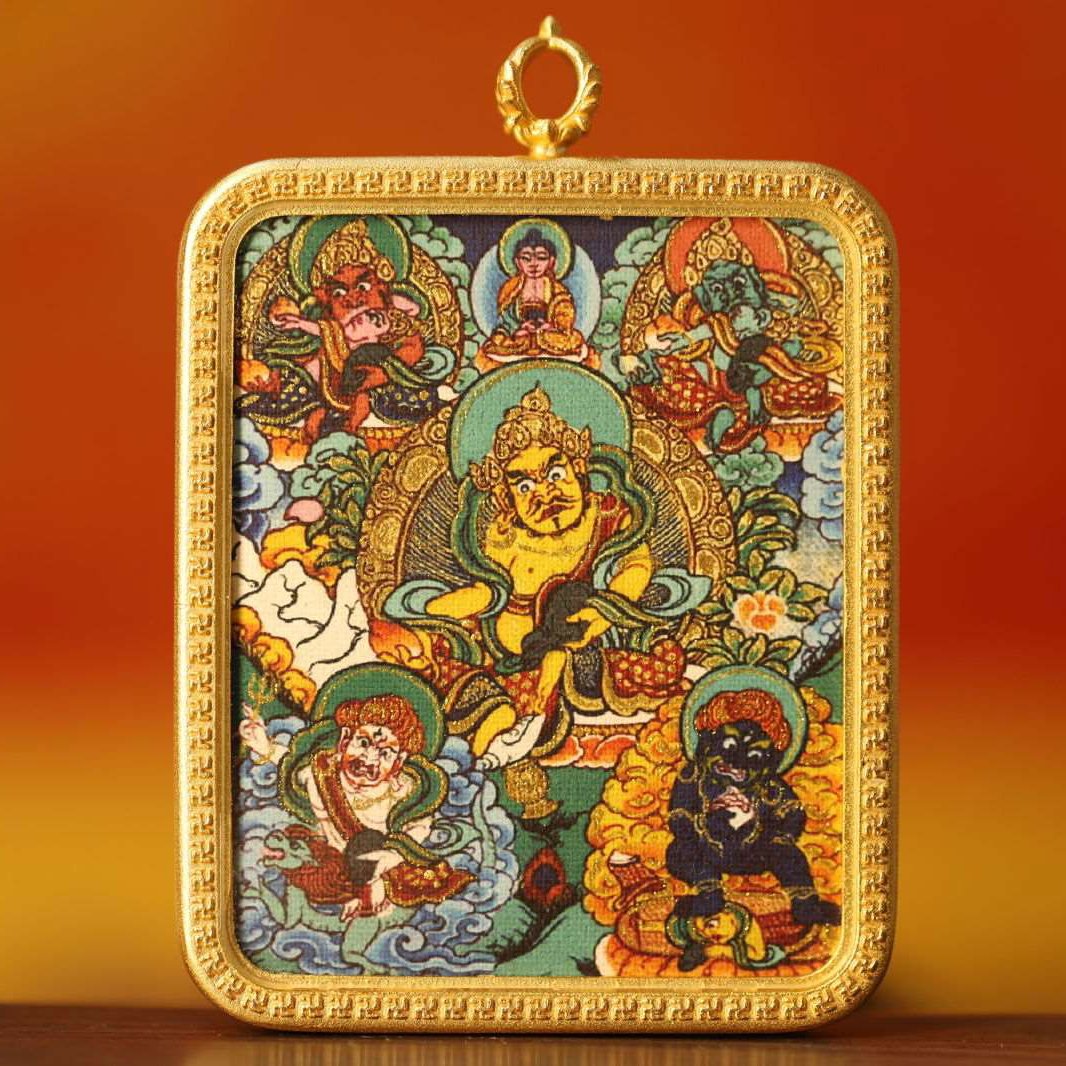 Thangka Buddha Five Directions Wealth Gods Square Thangka Necklace ...