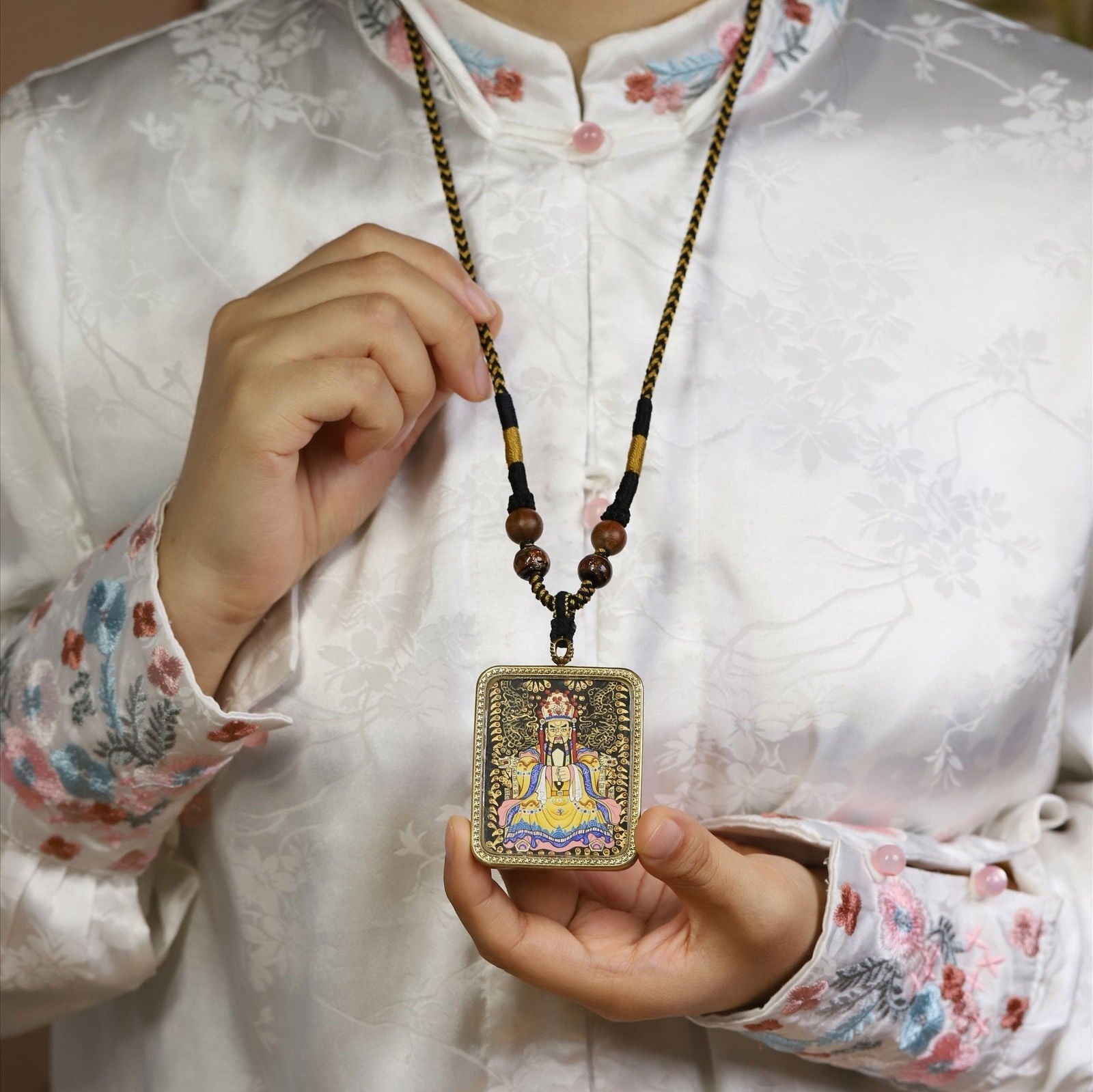 Thangka Buddha Hand-Painted Black-Gold Wealth and Protection Dragon ...